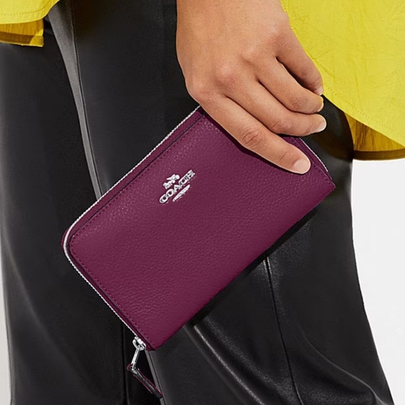 Coach | Bags | New Medium Id Zip Wallet In Deep Berry Only Left Sold ...